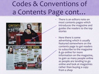 Contents page analysis | PPTX | Desktop Publishing | Computer Software ...