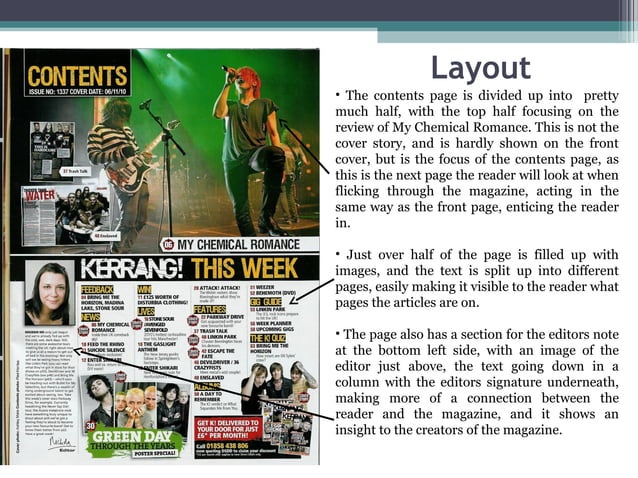Contents Page Analysis - Kerrang | PPT