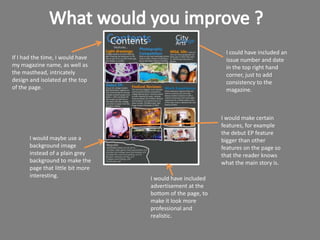 College Magazine Contents Page Evaluation | PPTX