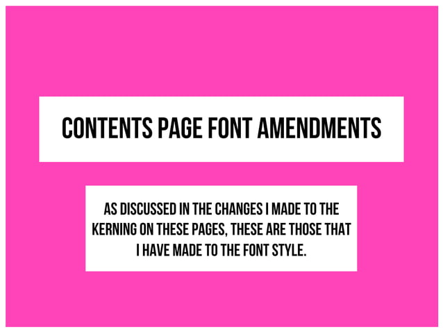Contents Page Font Amendments | PPT