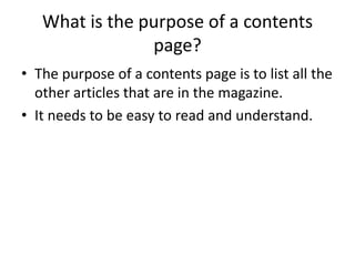 Contents page research | PPT | Free Download