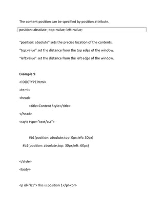 Content style in html with example - PhpGurukul Tutorials | PDF