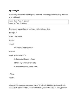 Content style in html with example - PhpGurukul Tutorials | PDF