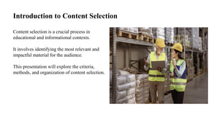 Content_ Subject Matter Selection, Criteria,methos And Organization For ...