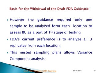 Content Uniformity and Blend Uniformity : Why FDA Withdrew the 2002 ...