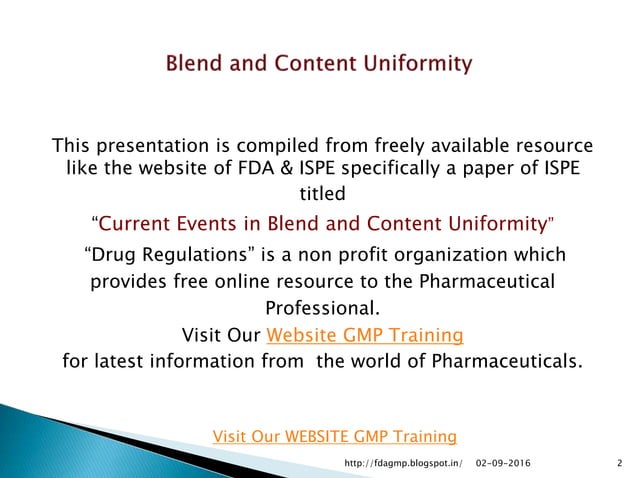 Content Uniformity and Blend Uniformity : Why FDA Withdrew the 2002 ...