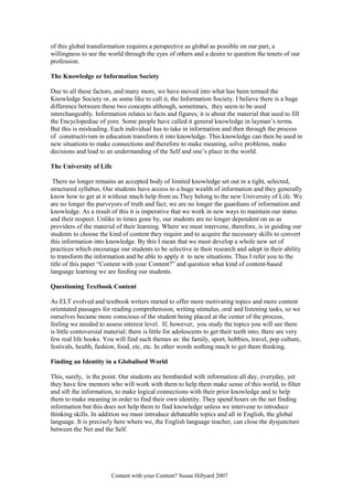 Content with your Content? Why Teach Global Issues in ELT? | DOC