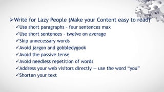 Best to write Content! Basic rules to content writing | PPT