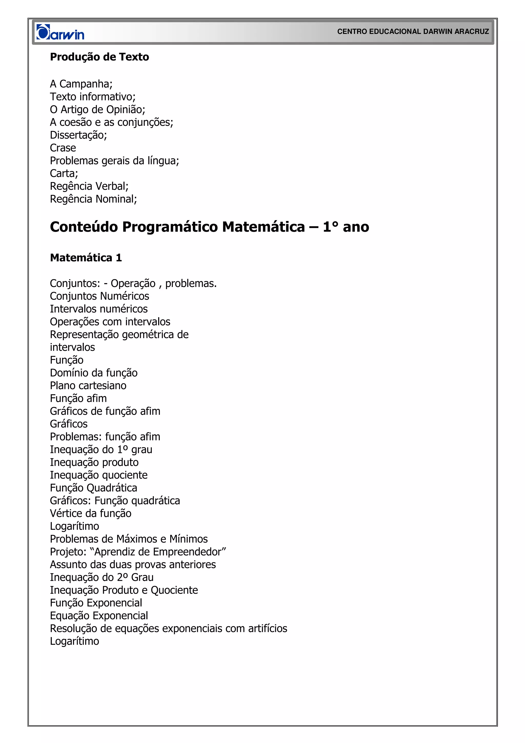 Conteudo programatico | PDF