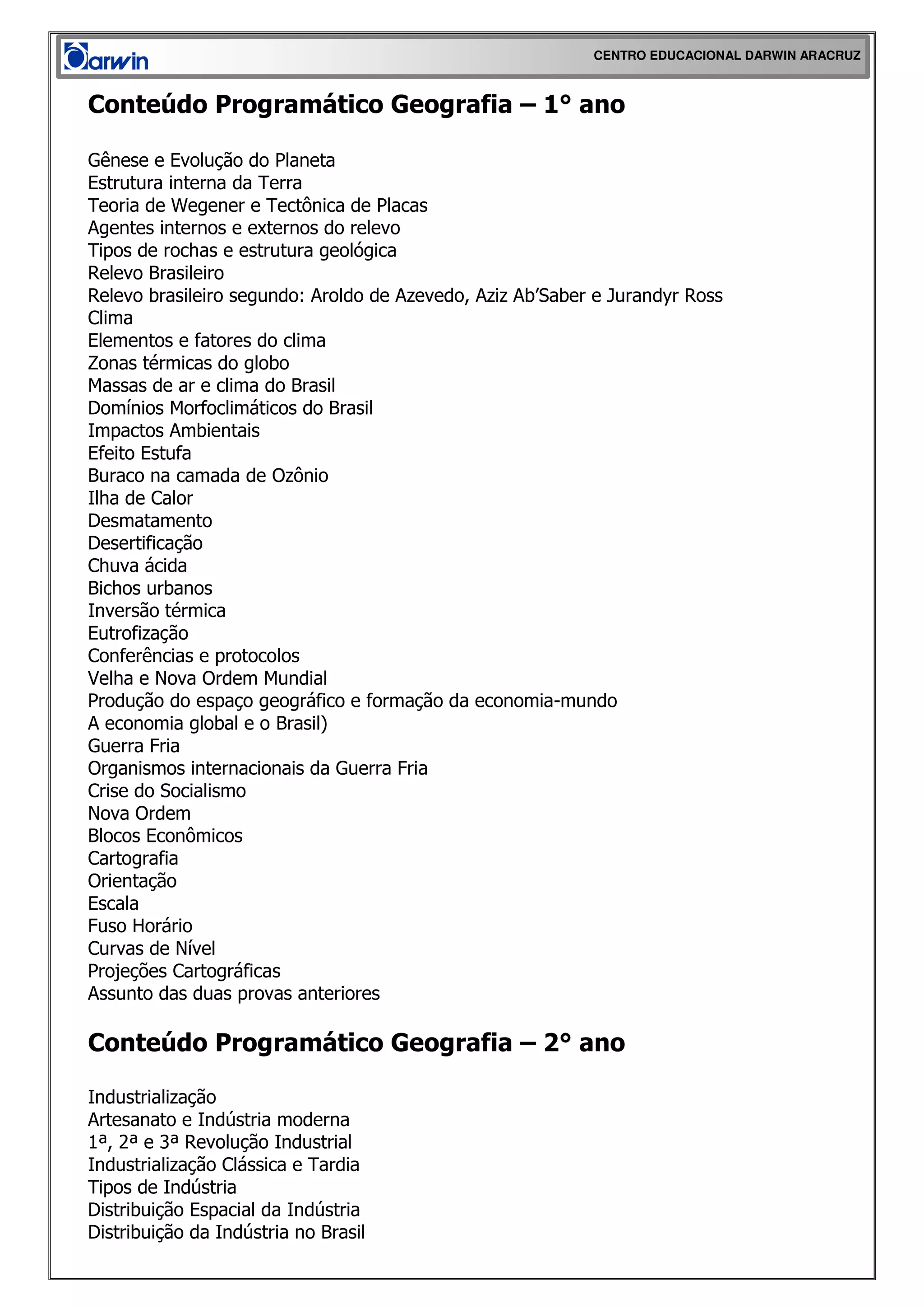 Conteudo programatico | PDF