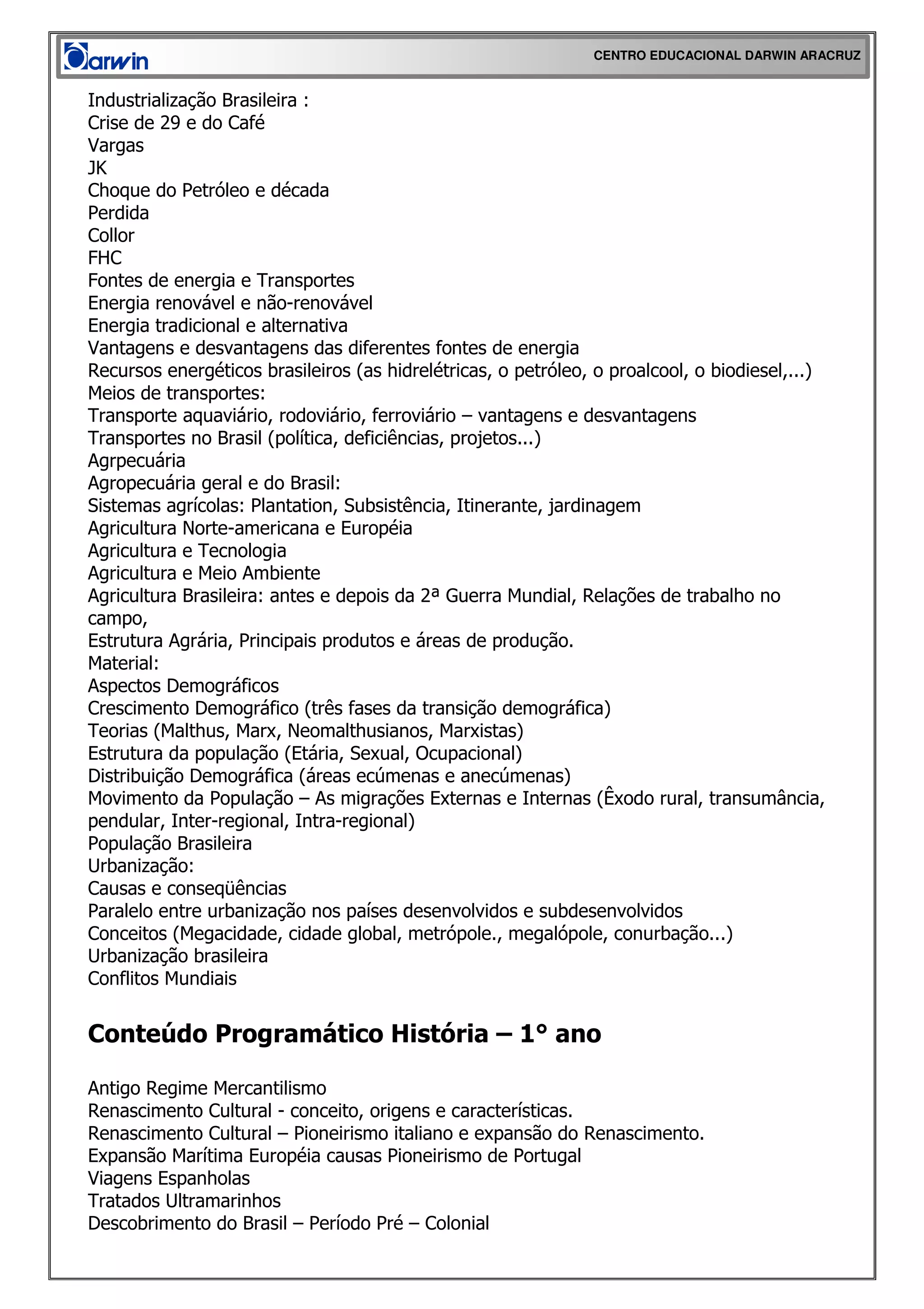 Conteudo programatico | PDF