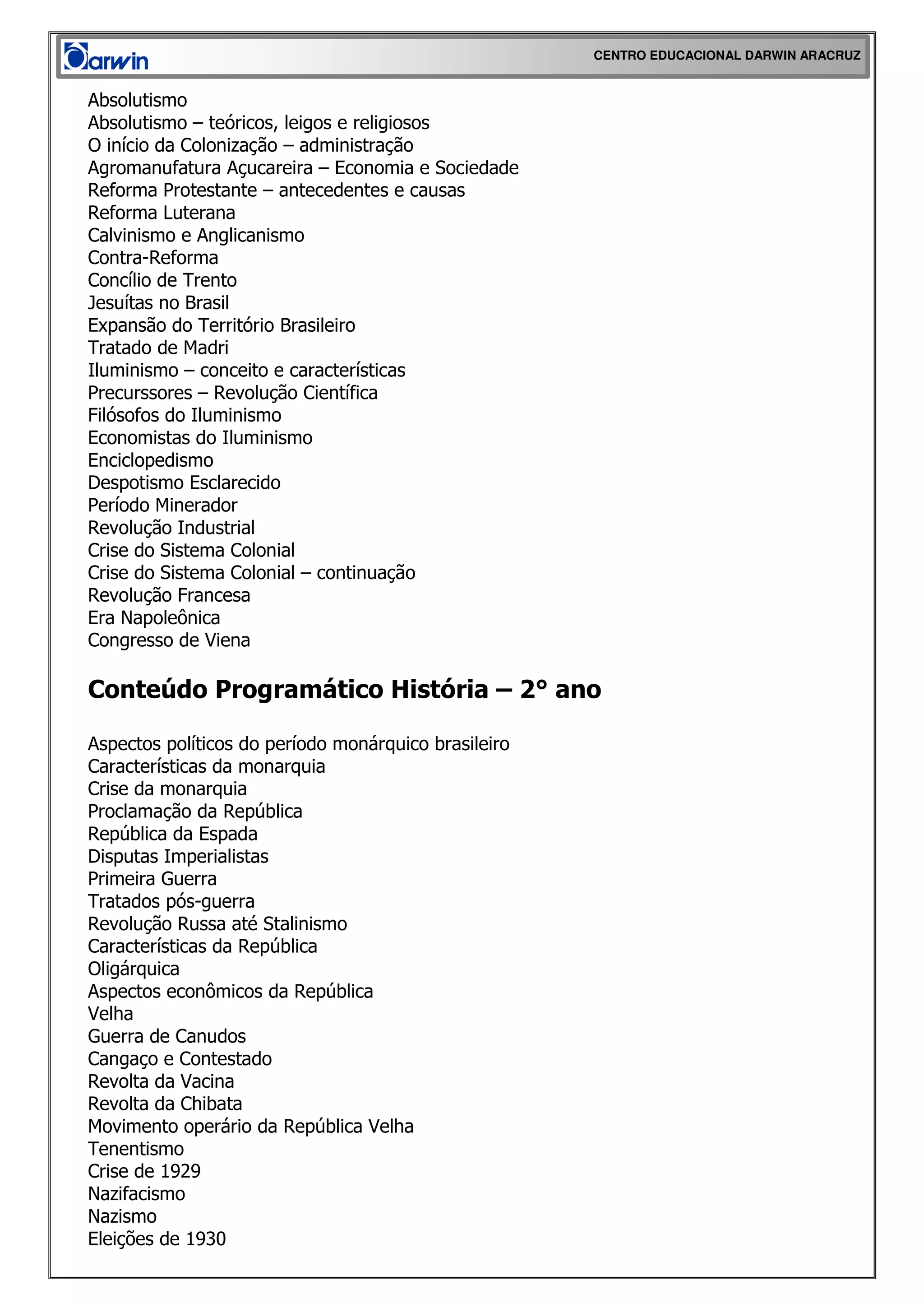 Conteudo programatico | PDF