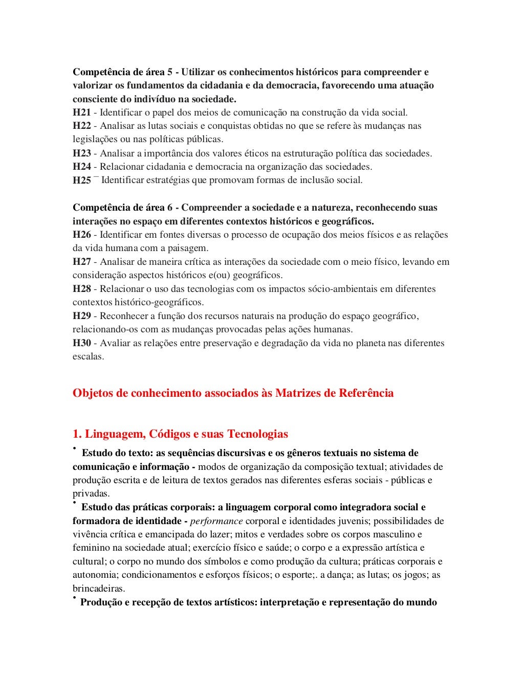 Conteúdo Programático Do Enem - BRAINCP