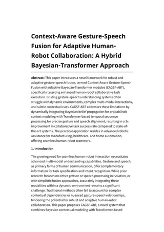 Context-Aware Gesture-Speech Fusion for Adaptive Human-Robot Collaboration A Hybrid Bayesian ...