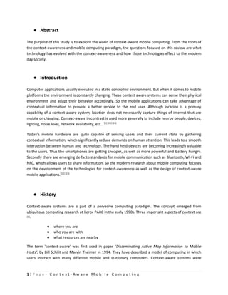 Context-aware Mobile Computing - a Literature Review | PDF