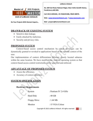 Context based access control systems for mobile devices | PDF