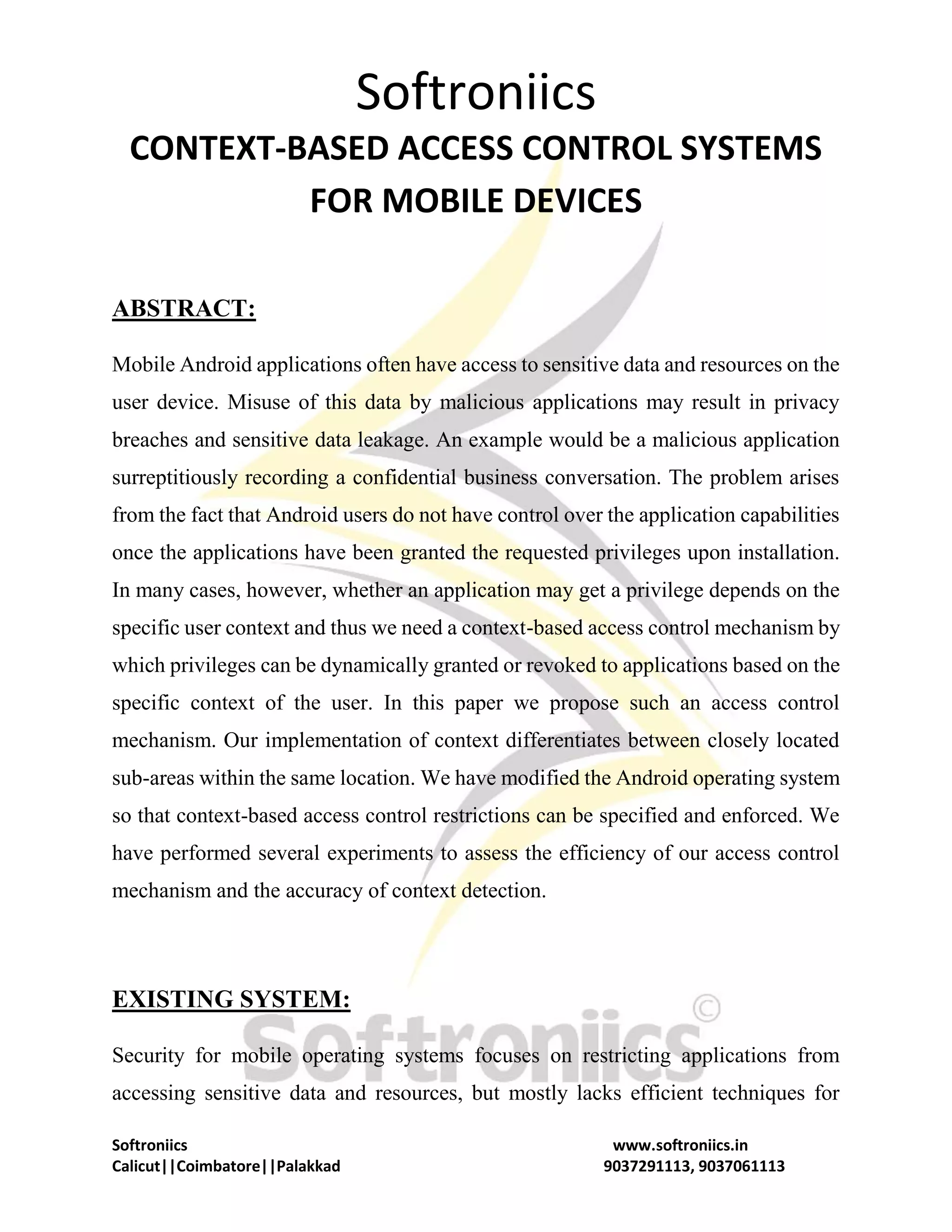 Context based access control systems for mobile devices | PDF