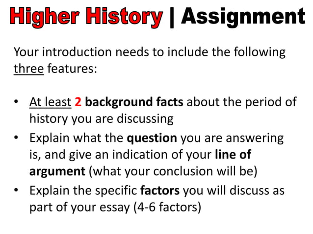 Higher History assignment - Context introduction | PPT