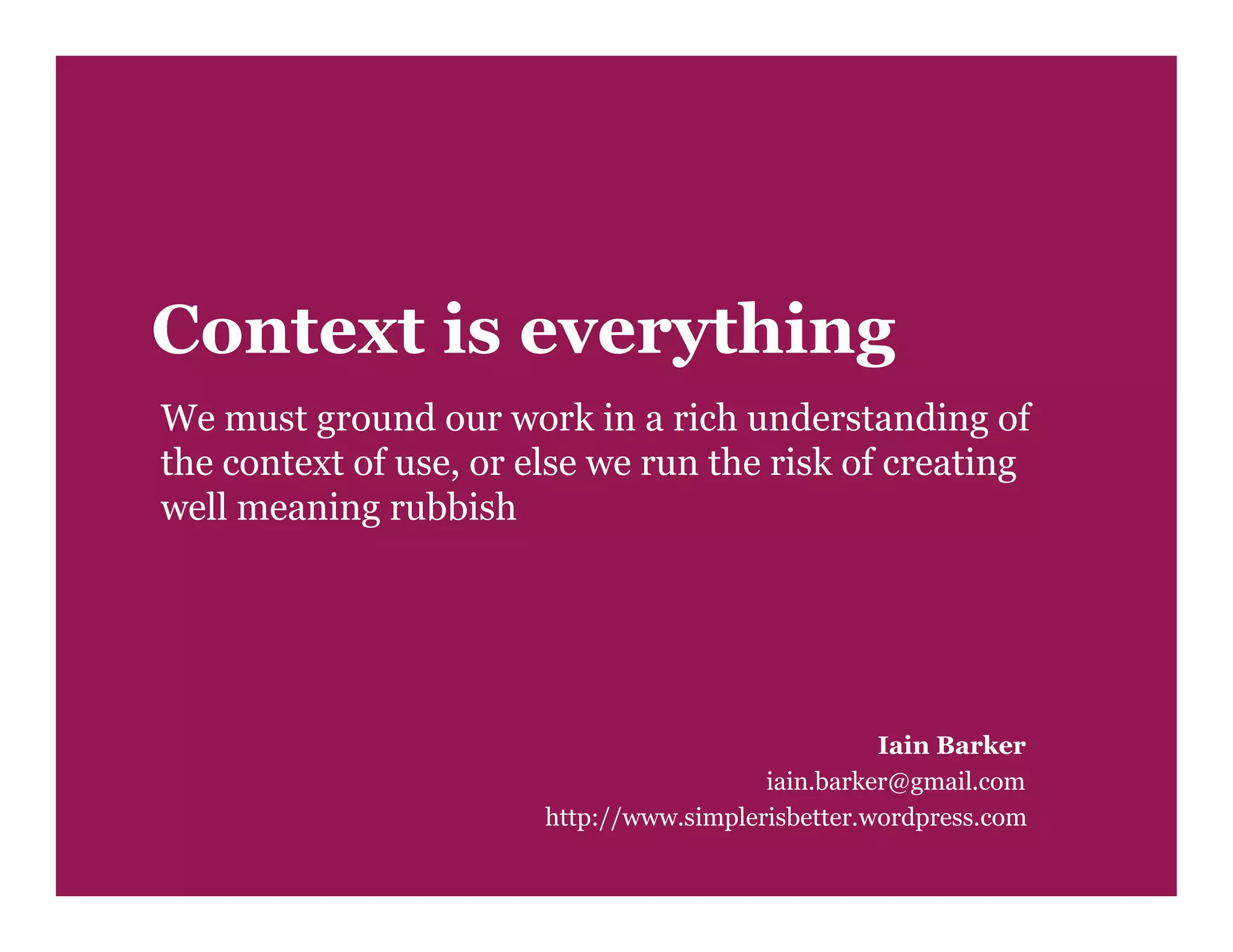 Context Is Everything from OZ-IA 2008 | PDF