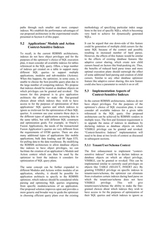 Context sensitive indexes for performance optimization of sql queries in multi-tenant-multi ...