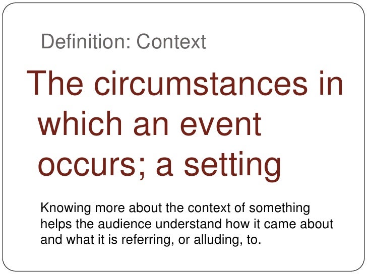 Context In Literature Context In Literature