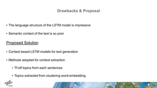 Context based text generation using lstm networks | PPTX