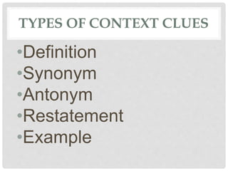 English 9 - Context Clues | PPTX