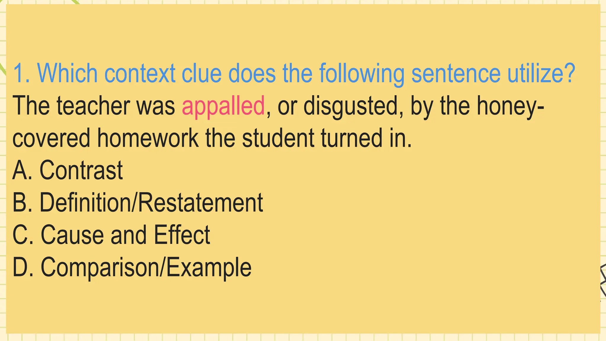 FIRST QUARTER ENGLISH 8 CONTEXT CLUES... | PPTX