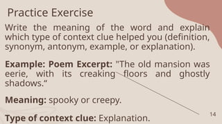 CONTEXT CLUES power point presentation for grade 7 | PPTX