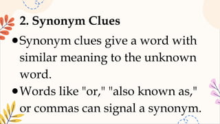 Unlocking word meaning using Context Clues | PPT