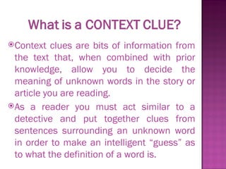 CONTEXT CLUES POWERPOINT PRESENTAION CLASS | PPT