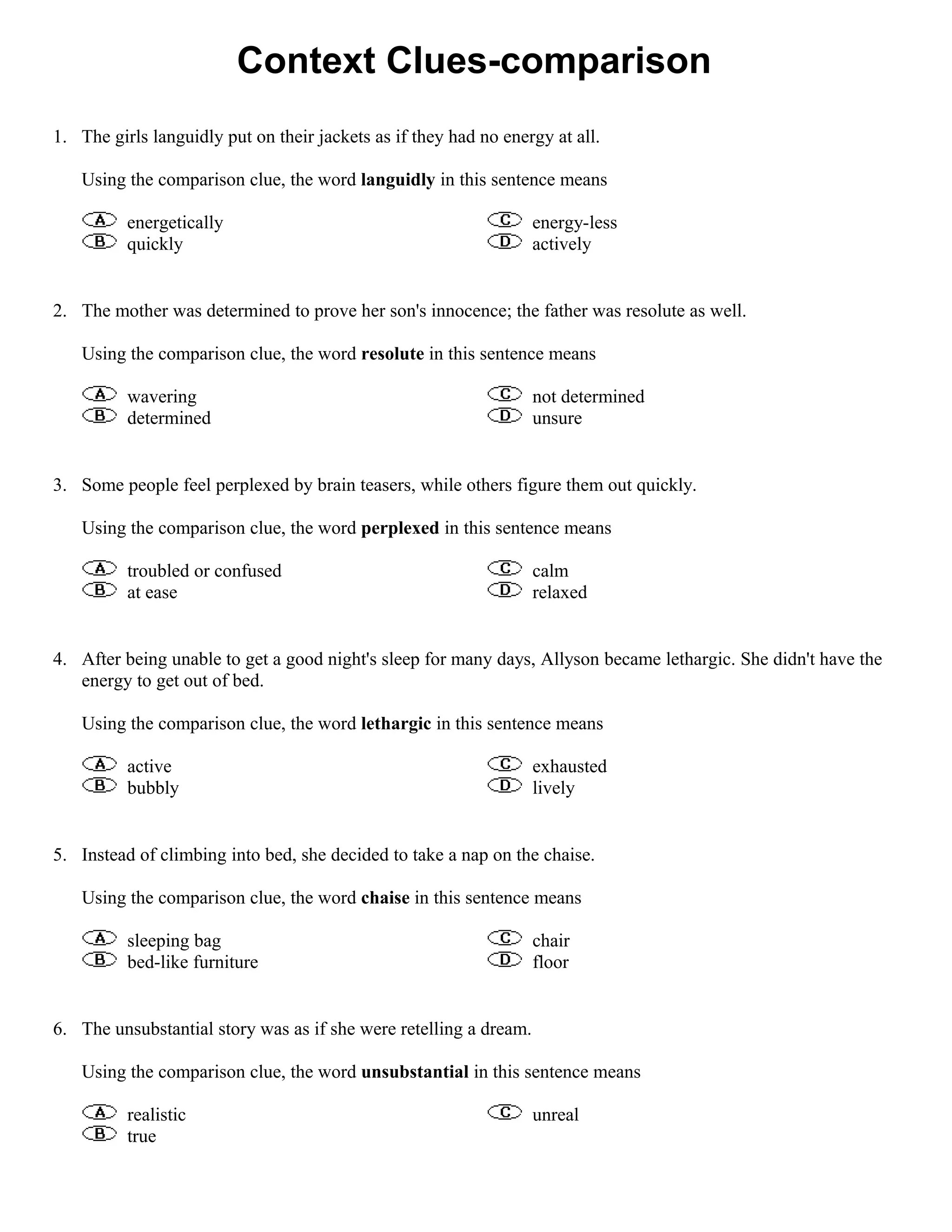 Context clues comparison | DOC