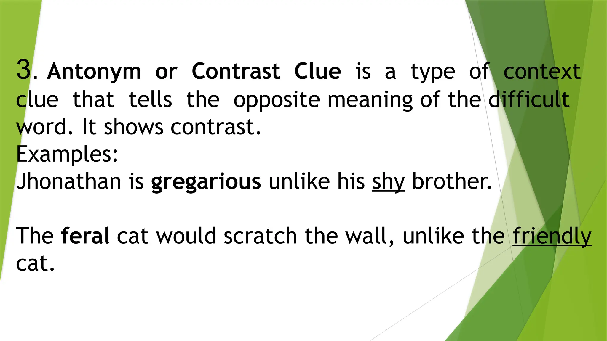 Types of Context Clues: Synonyms, Antonyms, Definitin, Example Clue ...