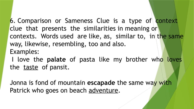 Types of Context Clues: Synonyms, Antonyms, Definitin, Example Clue ...