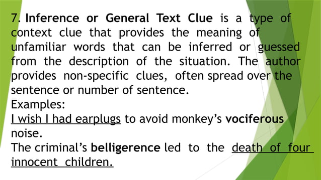 Types of Context Clues: Synonyms, Antonyms, Definitin, Example Clue ...