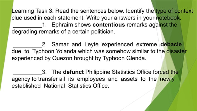 Types of Context Clues: Synonyms, Antonyms, Definitin, Example Clue ...