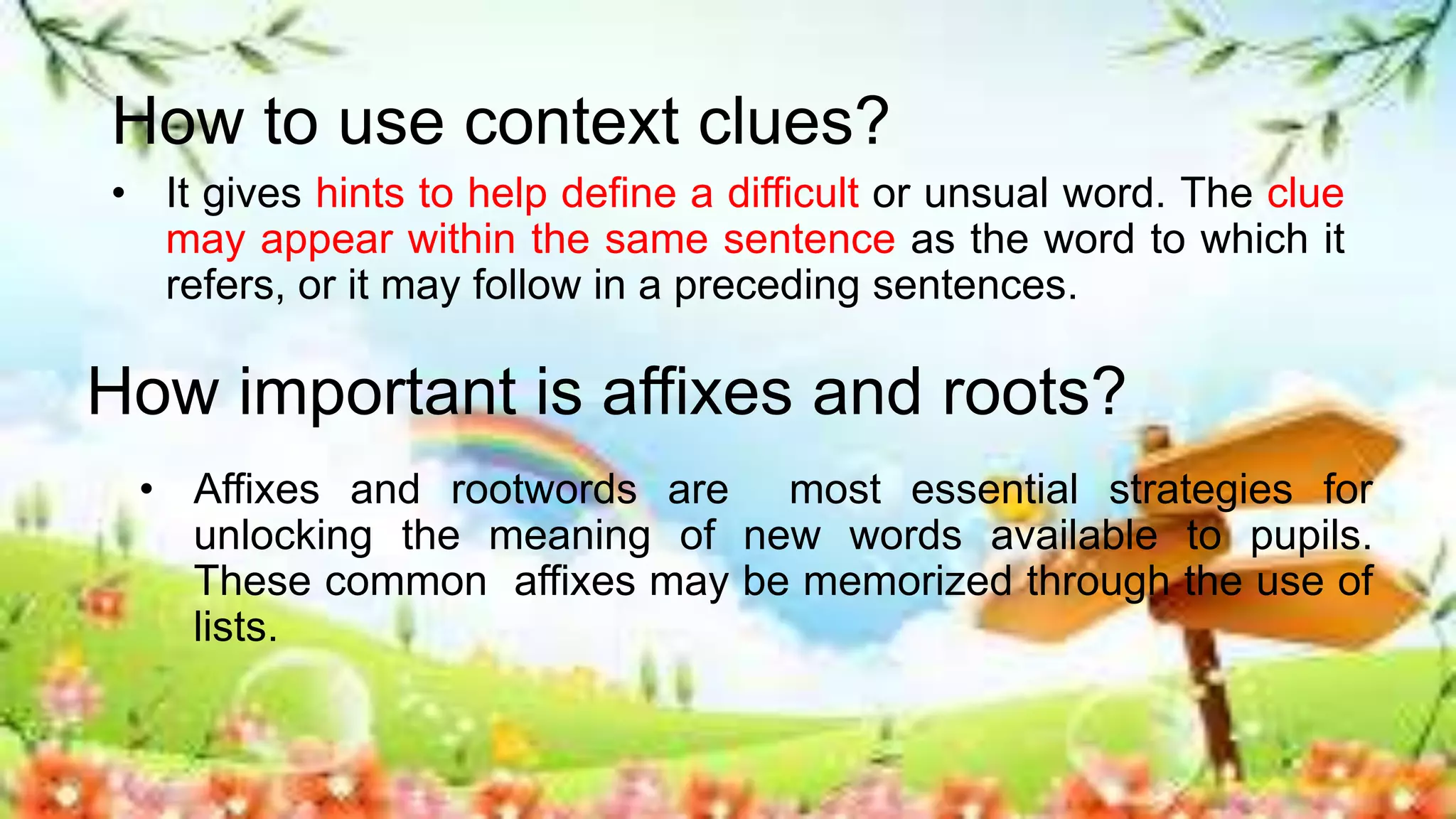Context clues and affixes & roots | PPTX