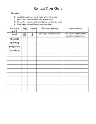Context clues chart | DOCX