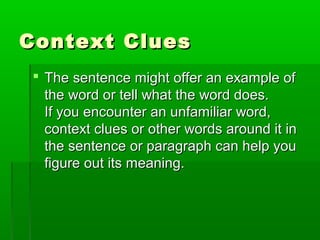 Context clues power_point | PPT