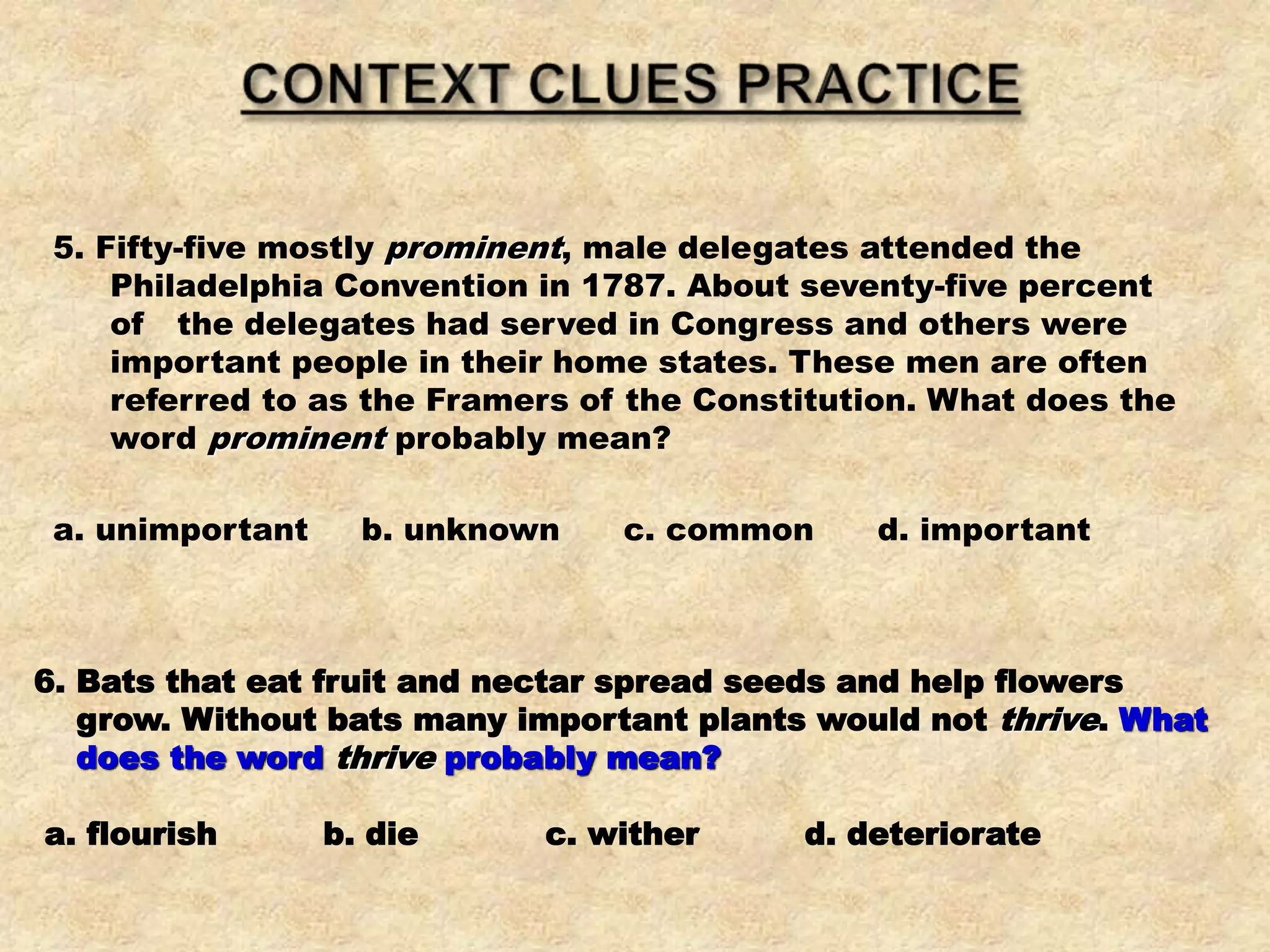 Context Clues - Grade 7 | PPTX | Science