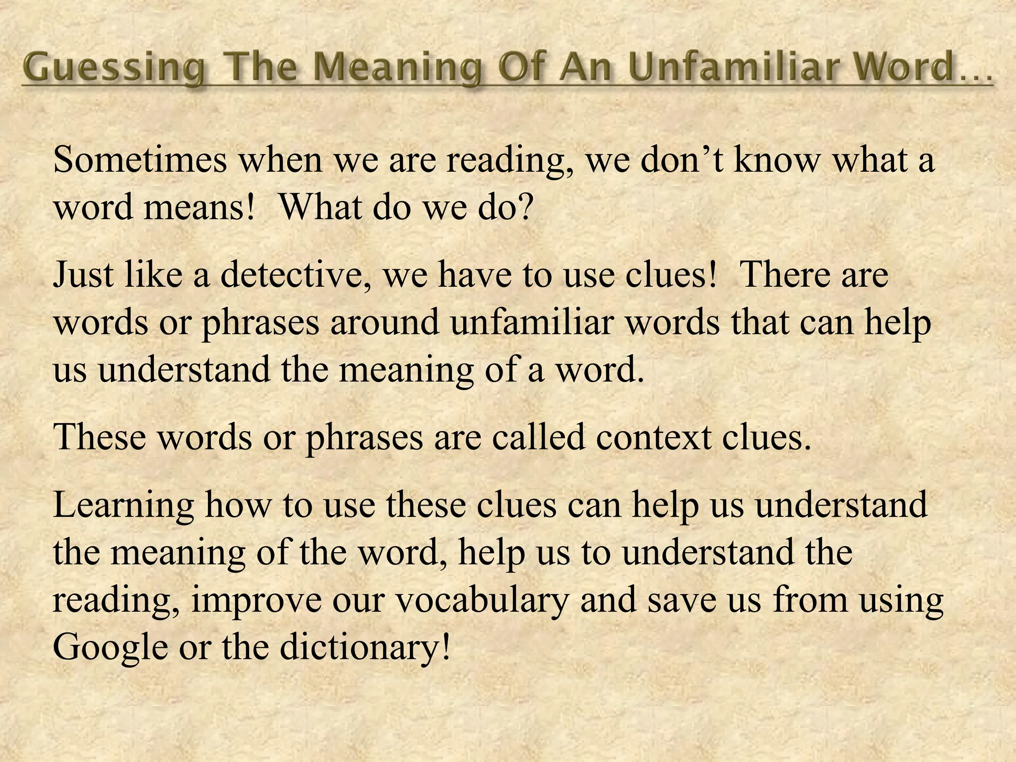 Context Clues (Power Point Presentation) | PPT