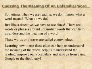 Context Clues (Power Point Presentation) | PPT
