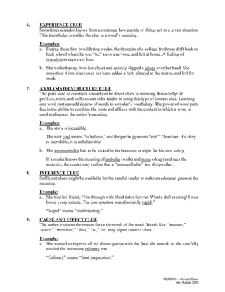 Context Clues Exercise | PDF