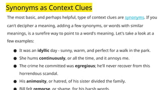 Context Clues SLO2.pptx How to determine the meaning of words | PPT