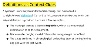 Context Clues SLO2.pptx How to determine the meaning of words | PPT
