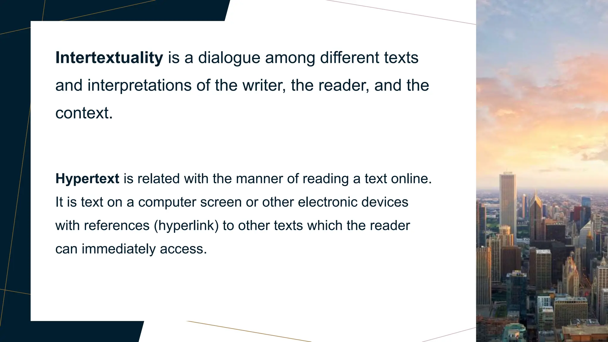 Intertextuality, context and hypertextuality | PPTX