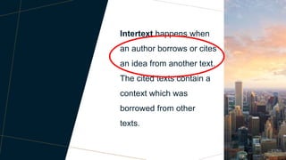 Intertextuality, context and hypertextuality | PPTX