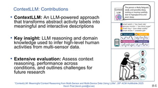 ContextLLM: Meaningful Context Reasoning from Multi-Sensor and MultiDevice Data Using LLMs | PPT