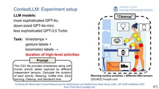 ContextLLM: Meaningful Context Reasoning from Multi-Sensor and MultiDevice Data Using LLMs | PPT