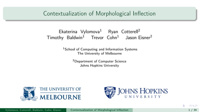 Contextualization of Morphological Inflection | PPT